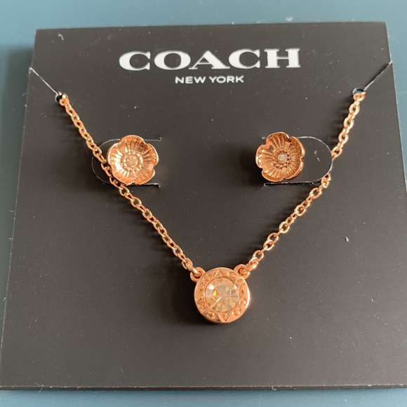 Coach | Jewelry | New In Packaging Coach Necklace And Earrings Set Rose ...
